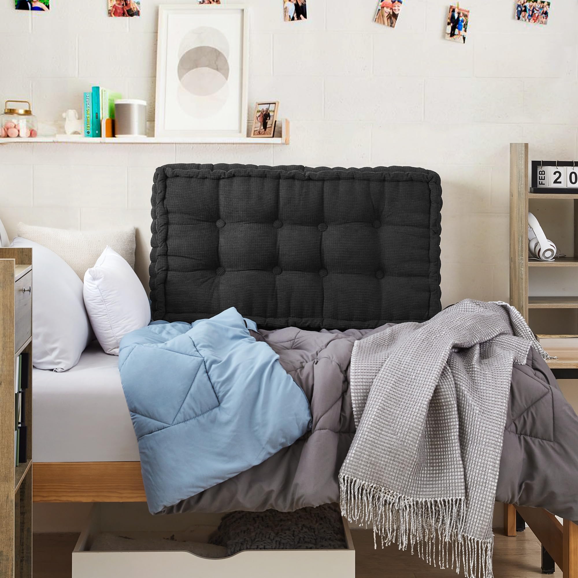 DormCo Rainha - Ultra Thick Tufted College Headboard - Black