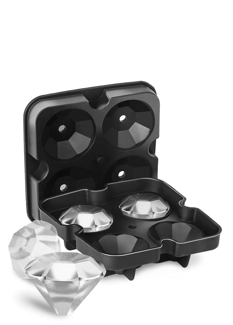 mingpou Ice Cube Tray Set of 3, Makes Diamond,Spherical,Square Shaped Maker Mold, Easy Release BPA Free with Removable Funnel Lid Mold for Chilling Cocktails,Whiskey,Homemade Juice