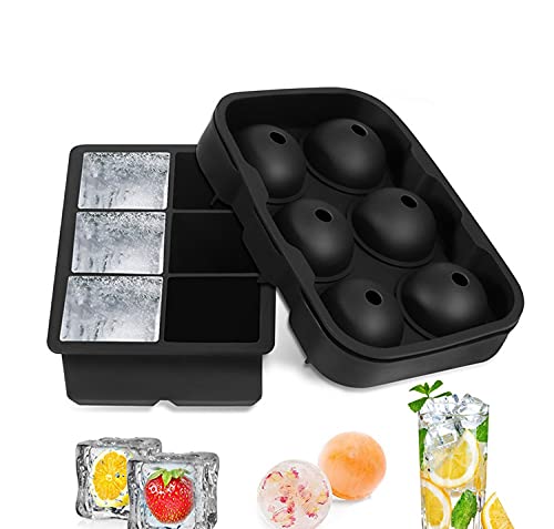 mingpou Ice Cube Tray Set of 3, Makes Diamond,Spherical,Square Shaped Maker Mold, Easy Release BPA Free with Removable Funnel Lid Mold for Chilling Cocktails,Whiskey,Homemade Juice
