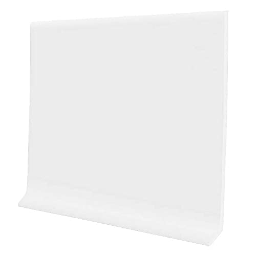 Proflex White Vinyl Wall Trim 4 inch X 20 ft - Flexible Peel and Stick Wall Base - Easy Install Vinyl Floor Base with Toe Kick