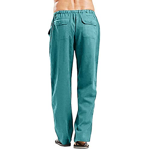 Limsea Clearence Sale! Men's Drawstring Casual Summer Beach Loose Trousers Linen Pants with Elastic Waistband