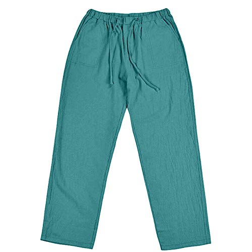 Limsea Clearence Sale! Men's Drawstring Casual Summer Beach Loose Trousers Linen Pants with Elastic Waistband