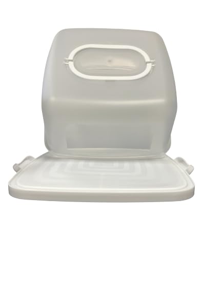 St@llion Plastic Large Square Cake Carrier with Lid Carry Handle and Easy Locking, Storage Container Lockable, Christmas Cookie Box, Trick-or-Treat 35 cm x 15 cm (Pack of 2)