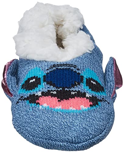 Disney womens Disney Lilo & Stitch Teddy faux fur Slipper Sock, Blue Light, Fits Sock Size 9-11 Fits Shoe Size 4-10.5 US
