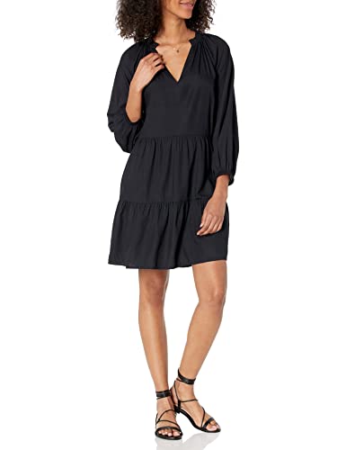 The Drop Women's @caralynmirand Ruffle-Neck Tiered Mini Dress, Black, XXL, Plus Size