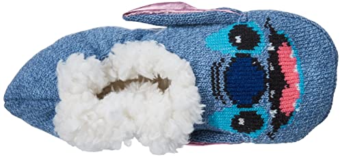 Disney womens Disney Lilo & Stitch Teddy faux fur Slipper Sock, Blue Light, Fits Sock Size 9-11 Fits Shoe Size 4-10.5 US