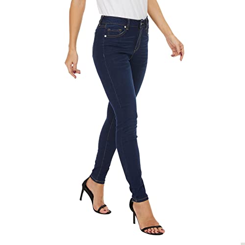 LOUEERA Women' Mid-Rise Skinny Jeans, Stretchy Shaping Leg Jean, Curvy Slim Fit Elastic Waist Denim Pants (Dark Blue 6)