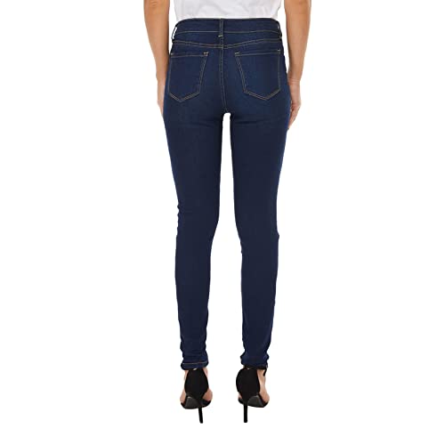 LOUEERA Women' Mid-Rise Skinny Jeans, Stretchy Shaping Leg Jean, Curvy Slim Fit Elastic Waist Denim Pants (Dark Blue 6)