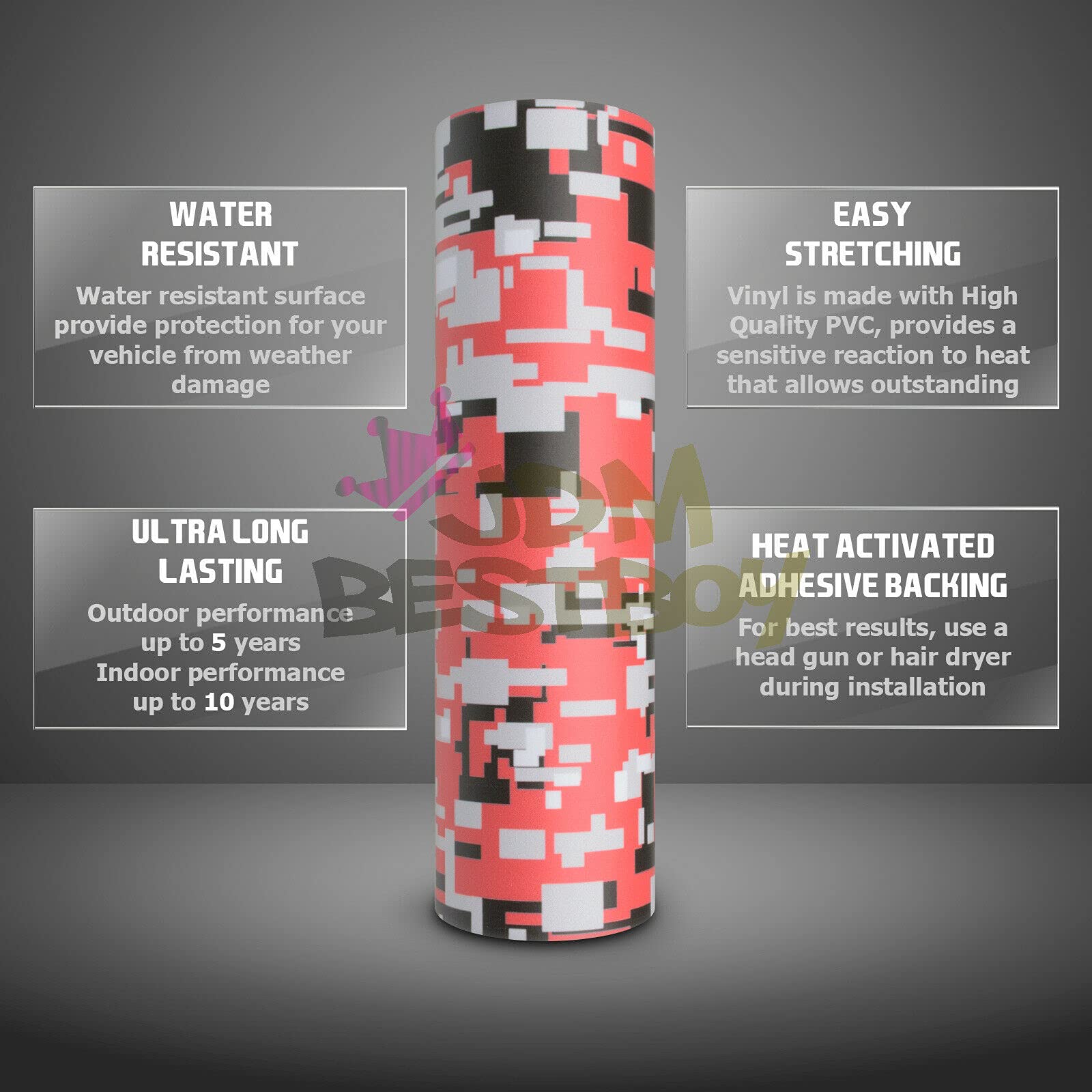 Free Tool Kit White Camouflage Digital Camo Vinyl Wrap Decal Sticker Bubble Free Car Self Adhesive Film - 60"x120" (5FTx10FT)