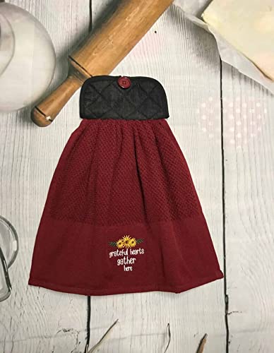 kitchen towels - hanging kitchen towels - grateful kitchen hand towels with holders - kitchen decor