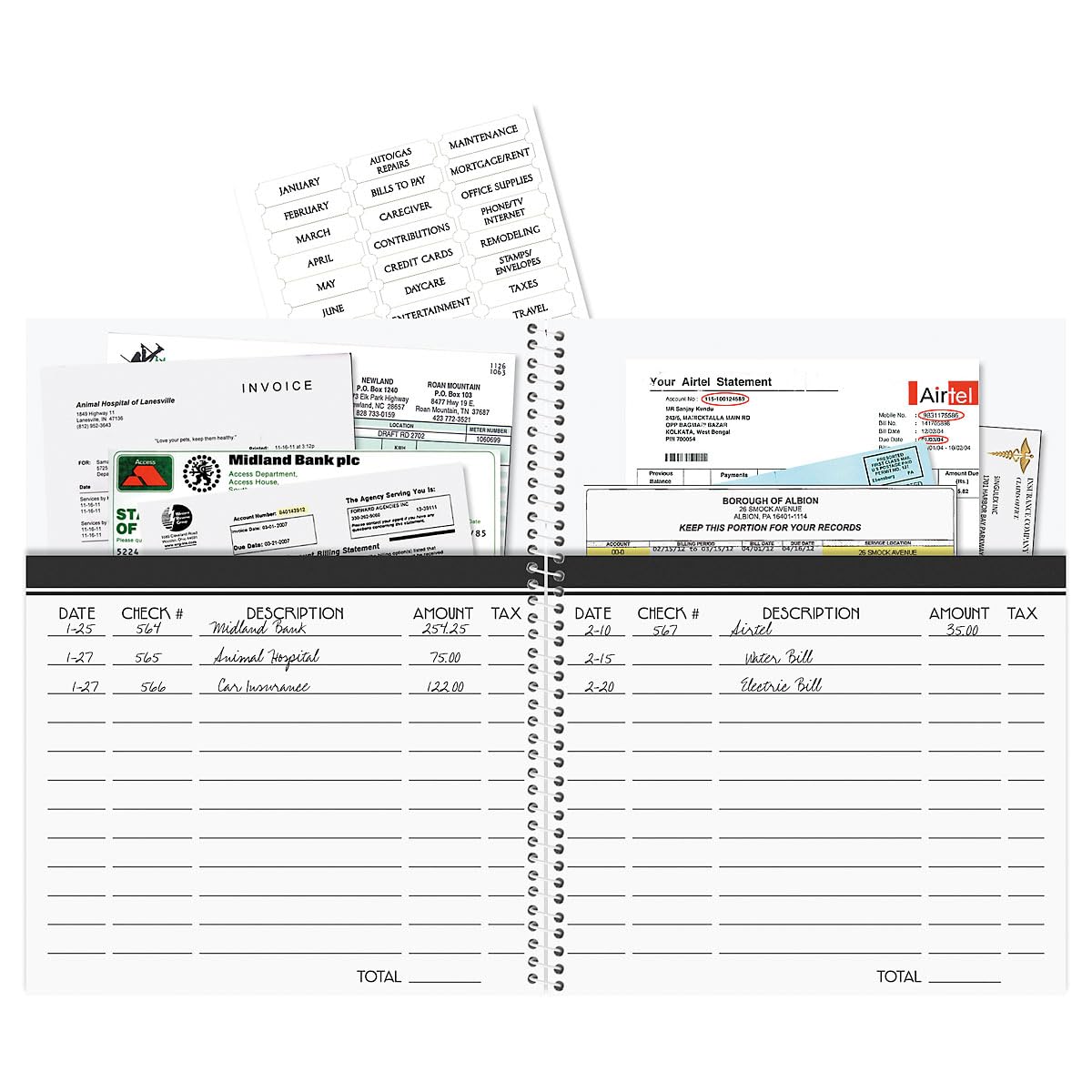 Current Mary Engelbreit Bill Paying Organizer Book - 9" x 12” Personal Account Book, Spiral Bound, 14 Storage Pockets, 32 Label Stickers, Monthly Finance & Payment Management Tracker for Home & Office
