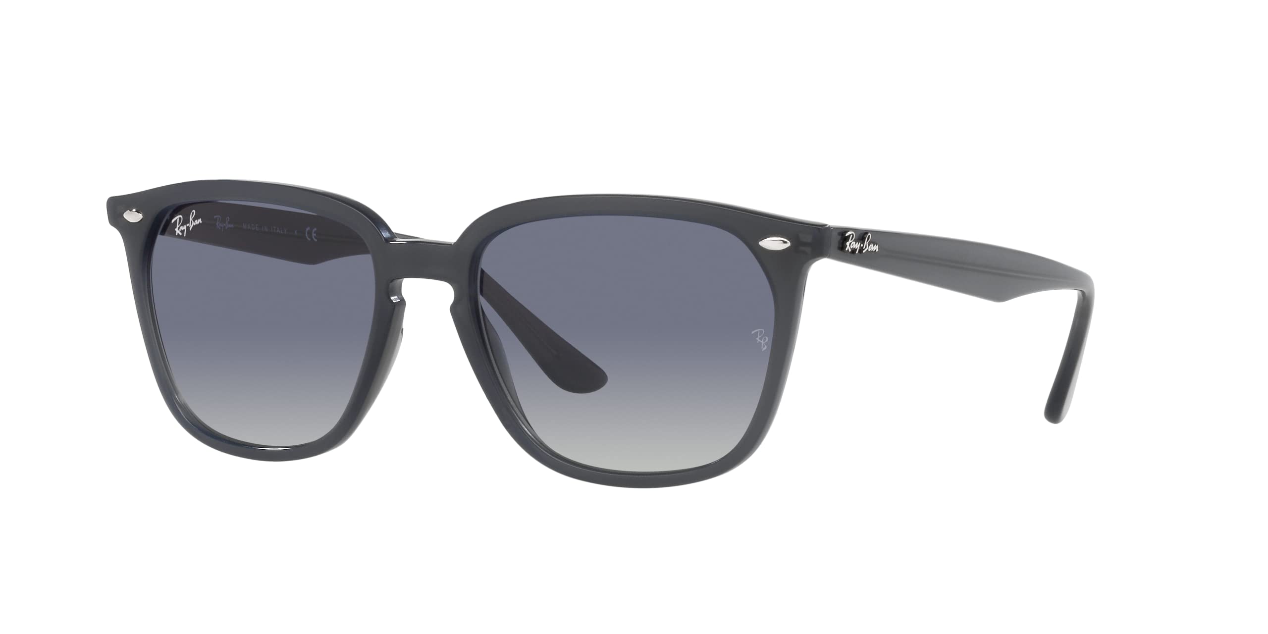Ray-Ban RB4362 Square Sunglasses, Opal Grey/Grey Gradient Dark Blue, 55 mm