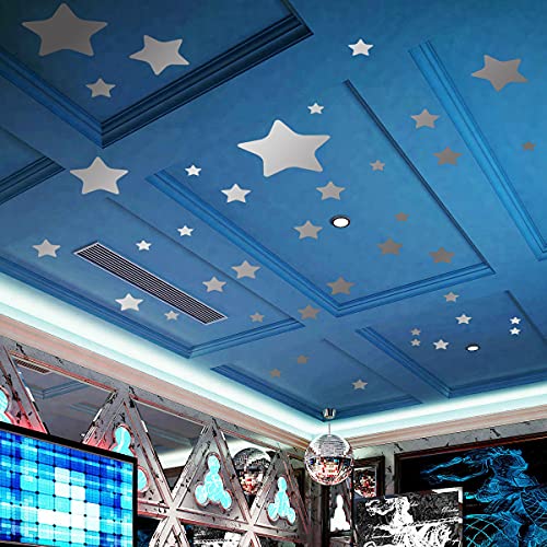 56 PCS Metallic Silver Star Stickers Floor Decal Stickers Wall Stickers Party Decoration Bridal Shower Home Engagement…