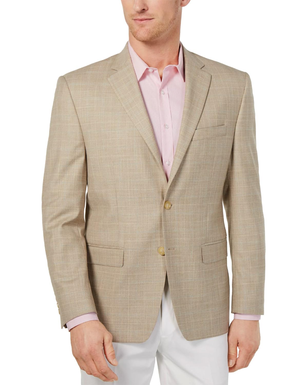 Lauren Ralph Lauren Mens Lexington Plaid Blazer Sportcoat Tan 38R