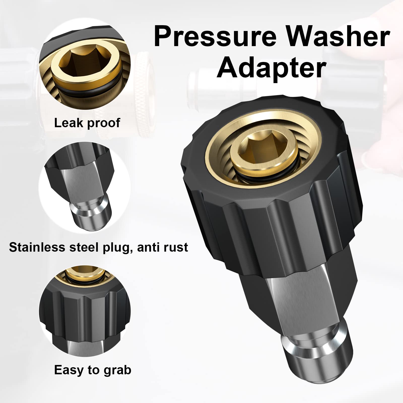 POHIR Pressure Washer Adapter Set 8 Pack, 2 Different M22-14 Swivel to 3/8'' Male and Female Quick Connect, 3/4" Brass Garden Hose Quick Release Connector and M22 15&14mm to 14mm NPT Fitting