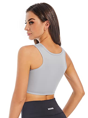 ZWOT Women Chest Binder Tomboy FTM Transgender Binder Zip Up Half Breathable Lightweight Elastic Binder Trans