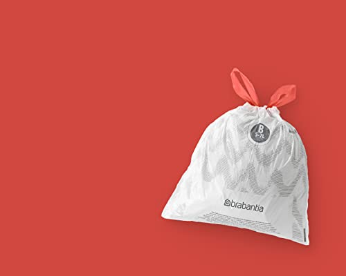 Brabantia PerfectFit Trash Bags (Size B/1.3 Gal) Thick Plastic Trash Can Liners with Drawstring Handles (40 Bags)
