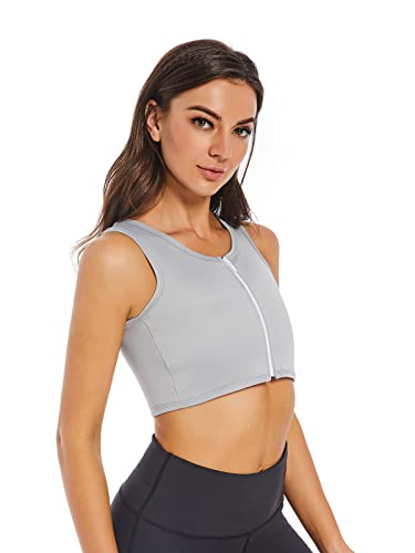 ZWOT Women Chest Binder Tomboy FTM Transgender Binder Zip Up Half Breathable Lightweight Elastic Binder Trans