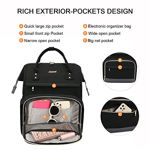 LOVEVOOK Laptop Backpack for Women 17-Inch Travel Work Backpack Purse Airline Approved Teacher Nurse Bag College Backpack with USB Port