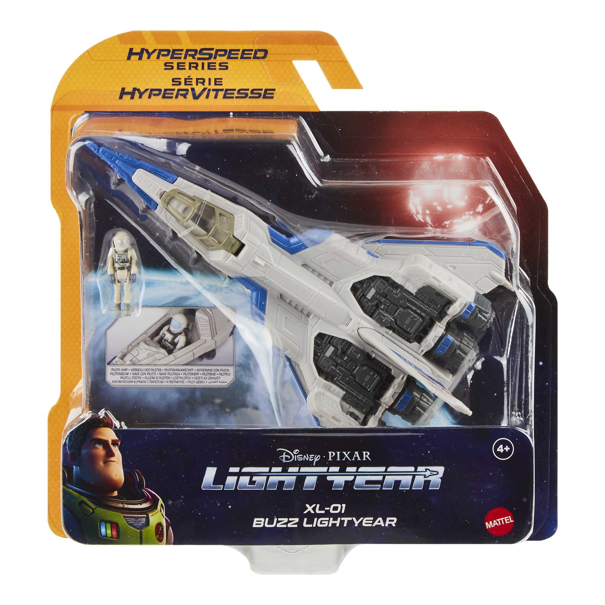 Mattel Disney and Pixar Lightyear Hyperspeed Series Mini Action Figure & Toy Vehicle Set, Buzz Lightyear & XL-01 Spaceship, 7-inch Vehicle
