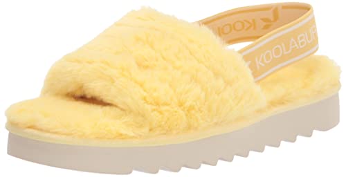 Koolaburra by UGG Unisex-Child K FUZZ'N Sandal, Pale Banana, 2 Little Kid