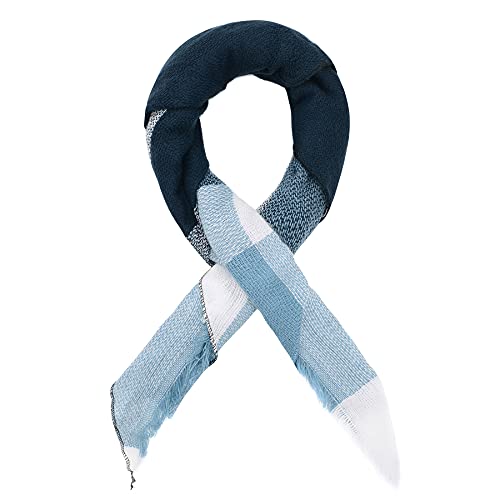 Zando Fall Scarfs for Women Extra Soft Shawl Wraps for Women Cashmere Feel Tassel Plaid Scarf Large Triangle Scarves Tartan Shawl Blue Plaid