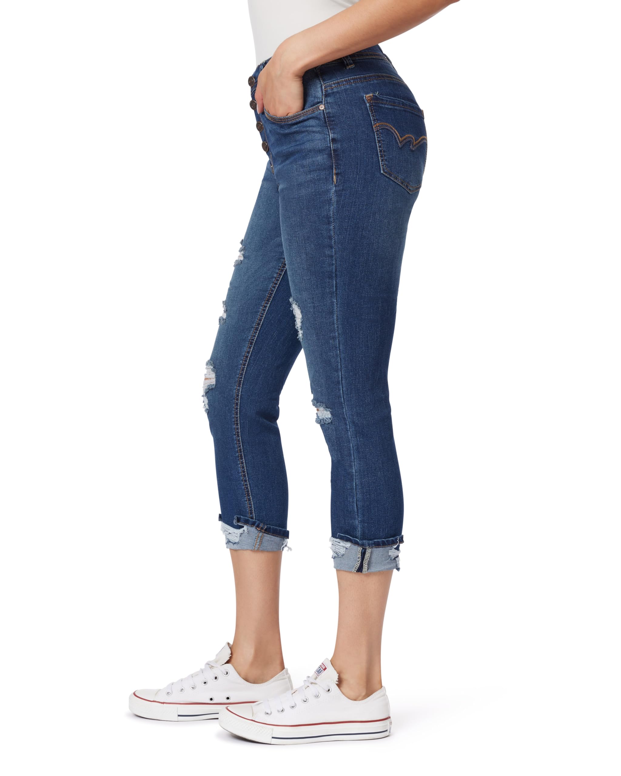 WallFlower Women's Flirty Curvy Crop High-Rise Insta Stretch Juniors (Standard and Plus), Paradise, 9