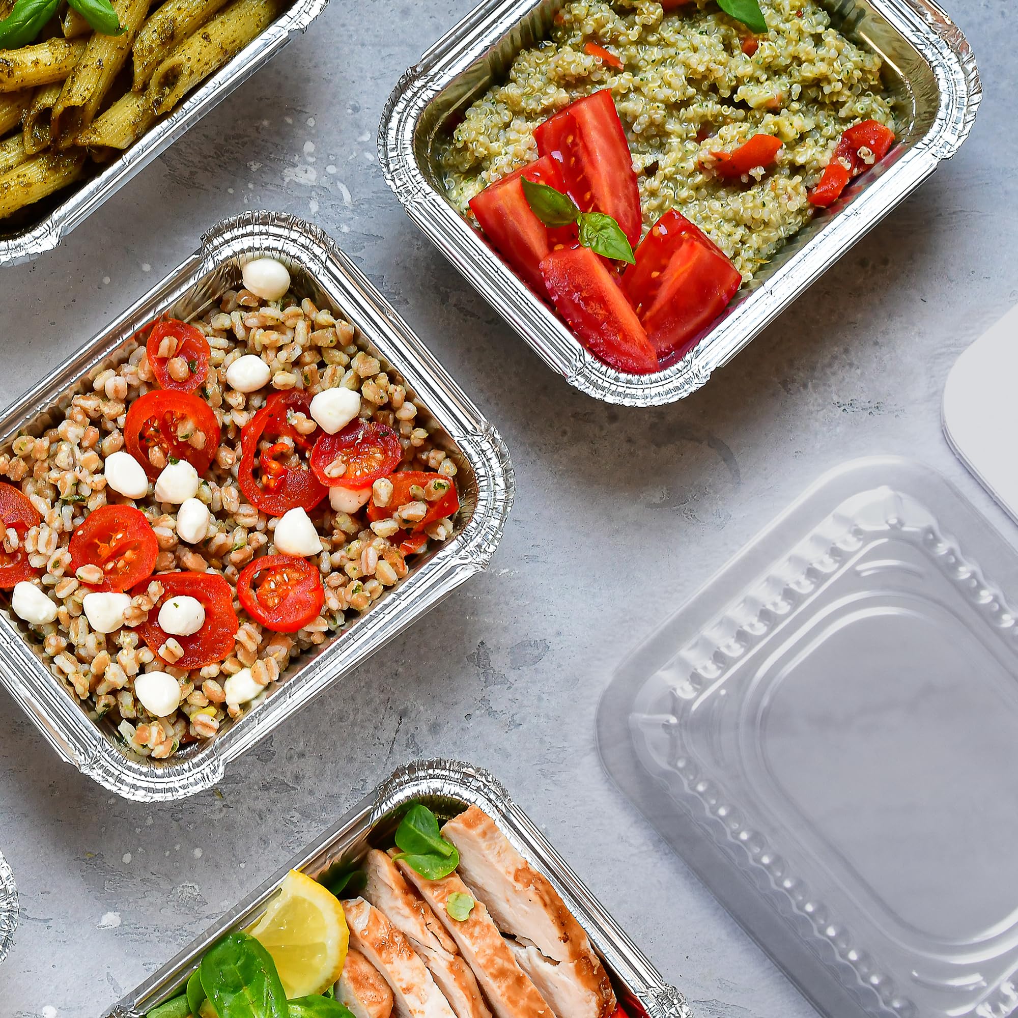Aluminum Pans With Lids - 50 Count - 2.25LB (8.5"x6") Oblong Pans - To Go Containers With Lids - Disposable Tin Foil Pans - Perfect For Catering, Meal Prep, Baking, Freezer Safe
