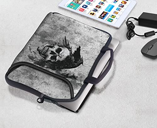 WIRESTER 15 inch Laptop Tablet Sleeve Shoulder Bag Carrying Case with Adjustable Strap Compatible with Asus Dell Lenovo HP Sony Acer - Gray Skull Raven