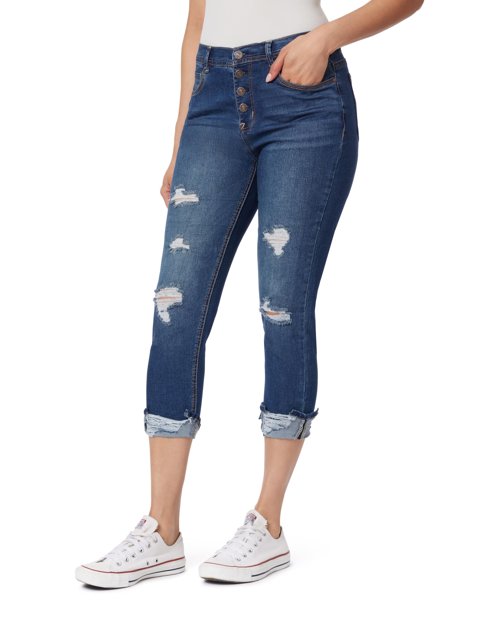 WallFlower Women's Flirty Curvy Crop High-Rise Insta Stretch Juniors (Standard and Plus), Paradise, 9