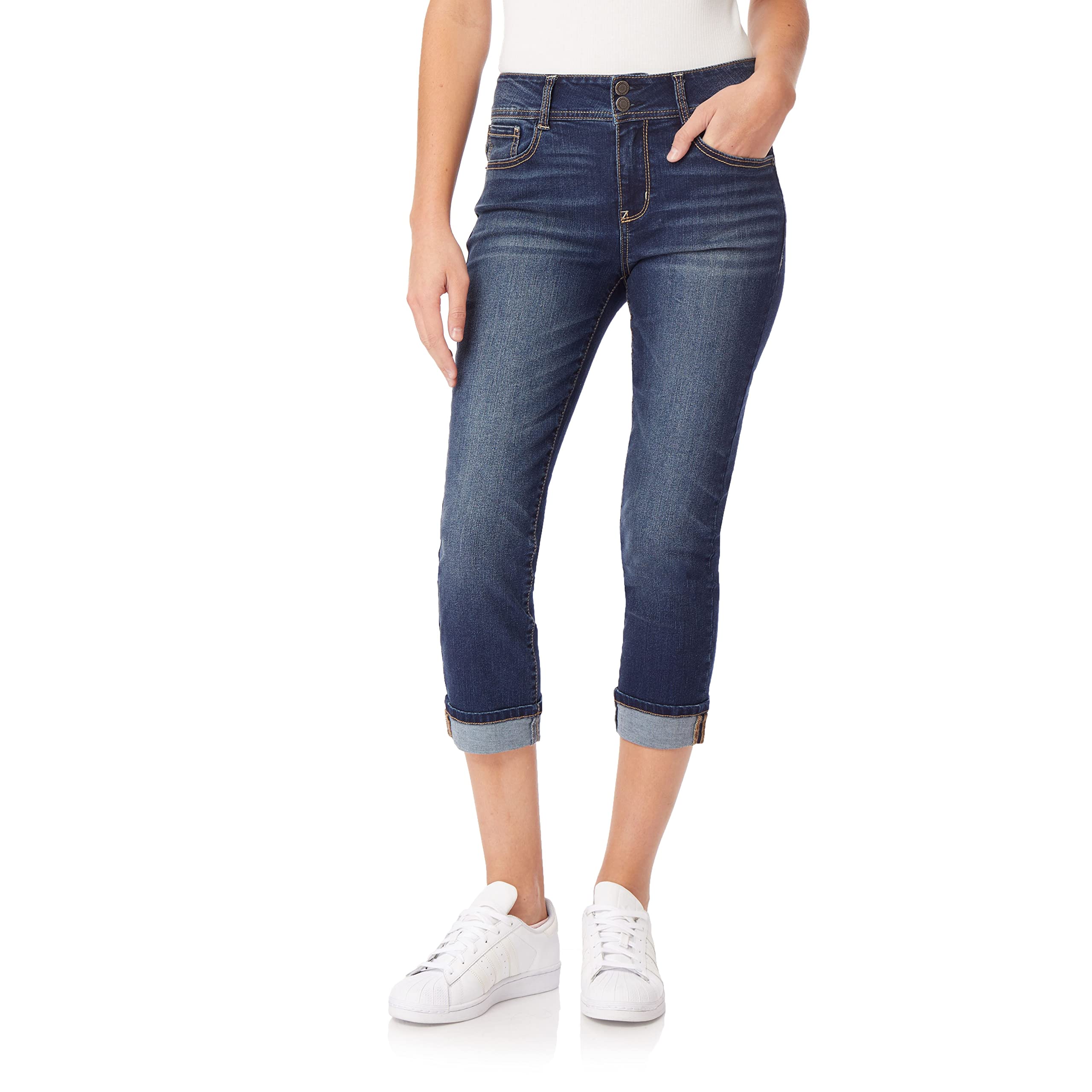 WallFlower Women's Size Flirty Curvy Crop High-Rise Insta Stretch Juniors (Standard, Alani, 18 Plus