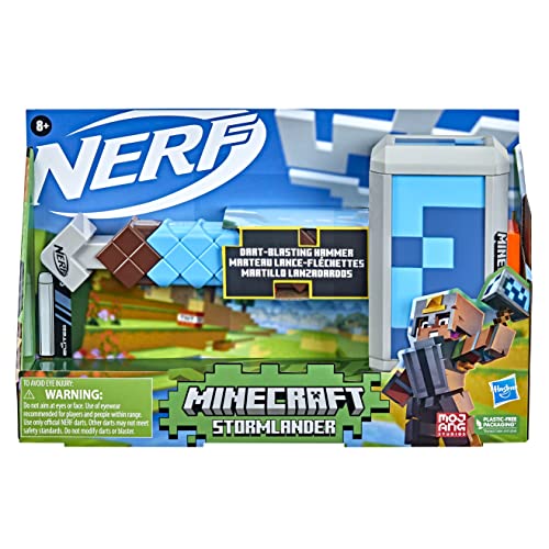Nerf Minecraft Stormlander Dart-Blasting Hammer, Fires 3 Darts, Includes 3 Elite Darts, Pull-Back Priming Handle Multicolor 5010993948758
