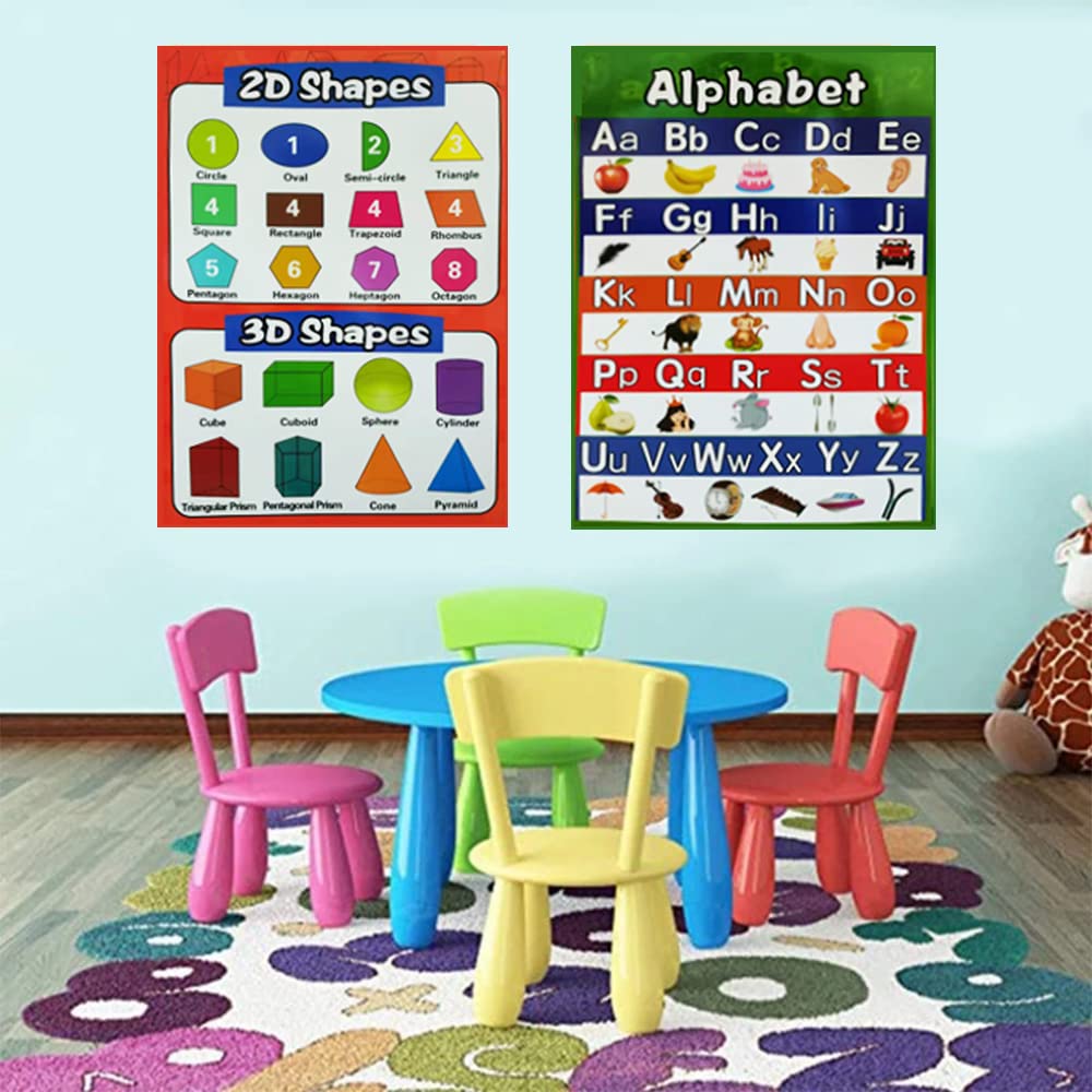 Math Educational Posters for Kids,Laminated Math Charts with Tape for Children Kids Homeschool Elementary and Middle School Teach,Multiplication Table,Addition,Place Value,Shapes,Fractions (13 Pack)