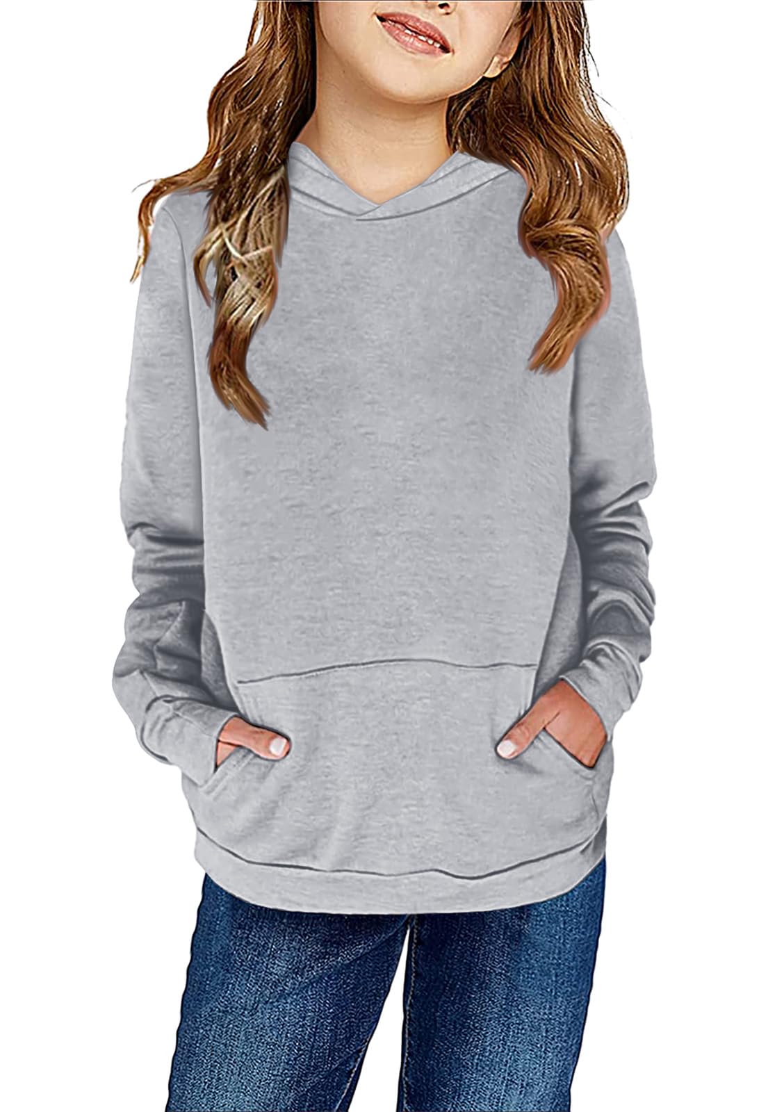 Haloumoning Kids Girls Fleece Pullover Hoodies Cute Leopard Printed Hooded Sweatshirts with Pockets 4-15 Years