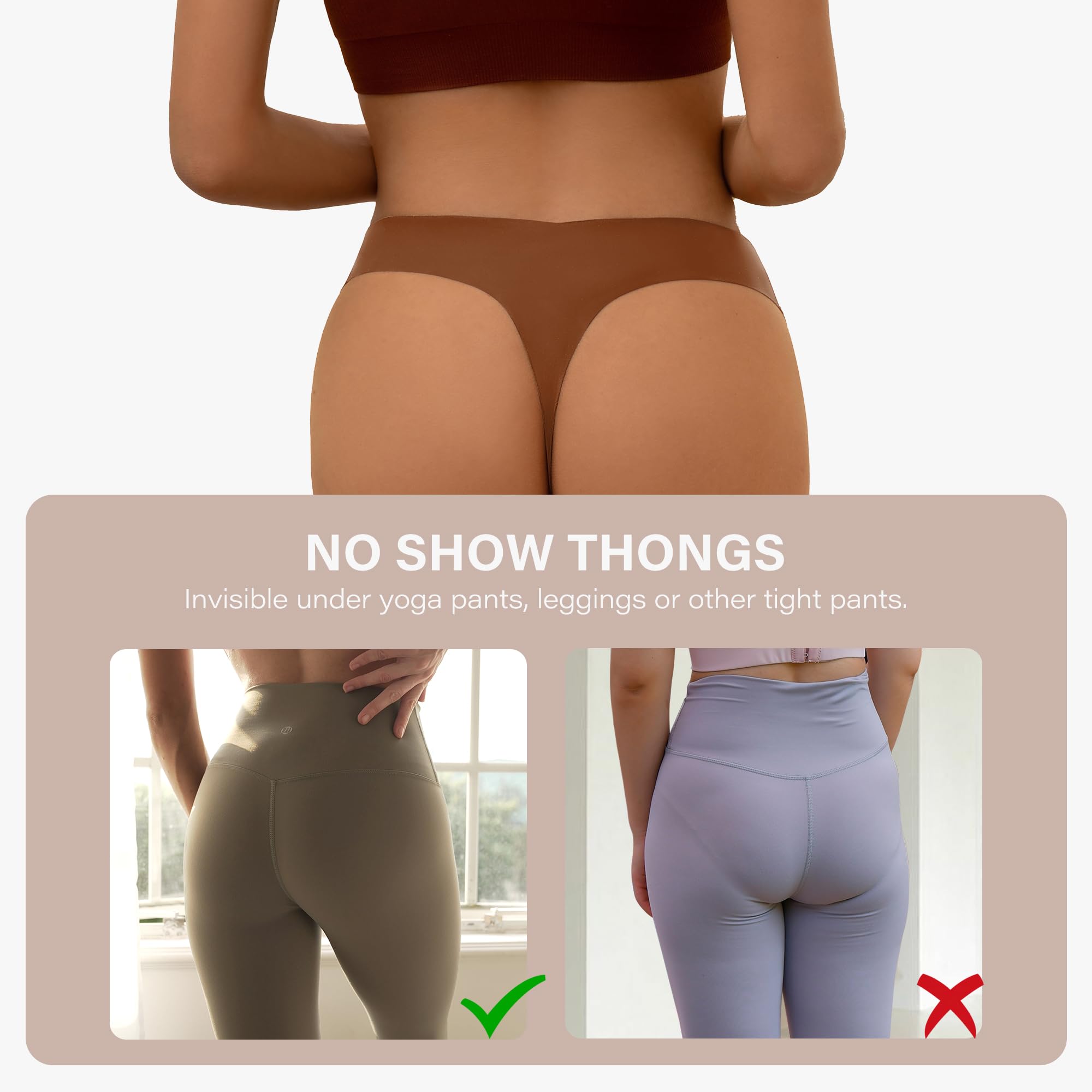 DEANGELMON Seamless Thongs for Women No Show Thong Underwear Women Comfortable Multiple Pack (7P3,S)