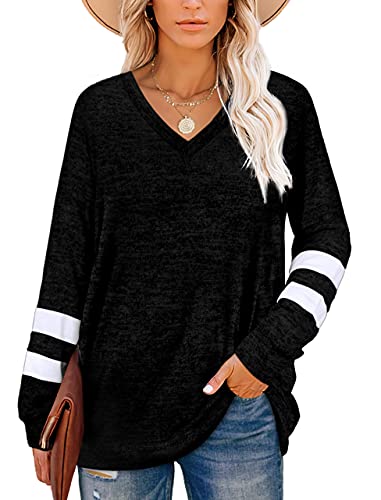 Aokosor Long Sleeve Shirts for Women Lightweight Sweatshirts Fall Womens Tops Black L