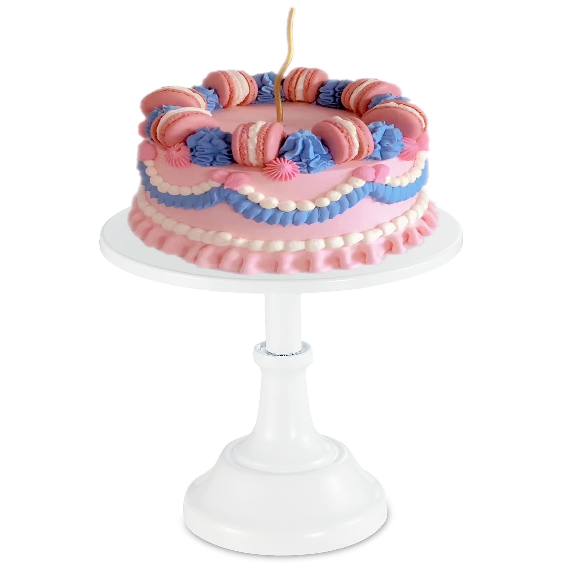 Distlety White Cake Stand 10 inch Round - Cupcake Stand - Metal Cake Holder Stand for Wedding Reception Birthday Party Graduation Ceremonies Family Gatherings and Other Events