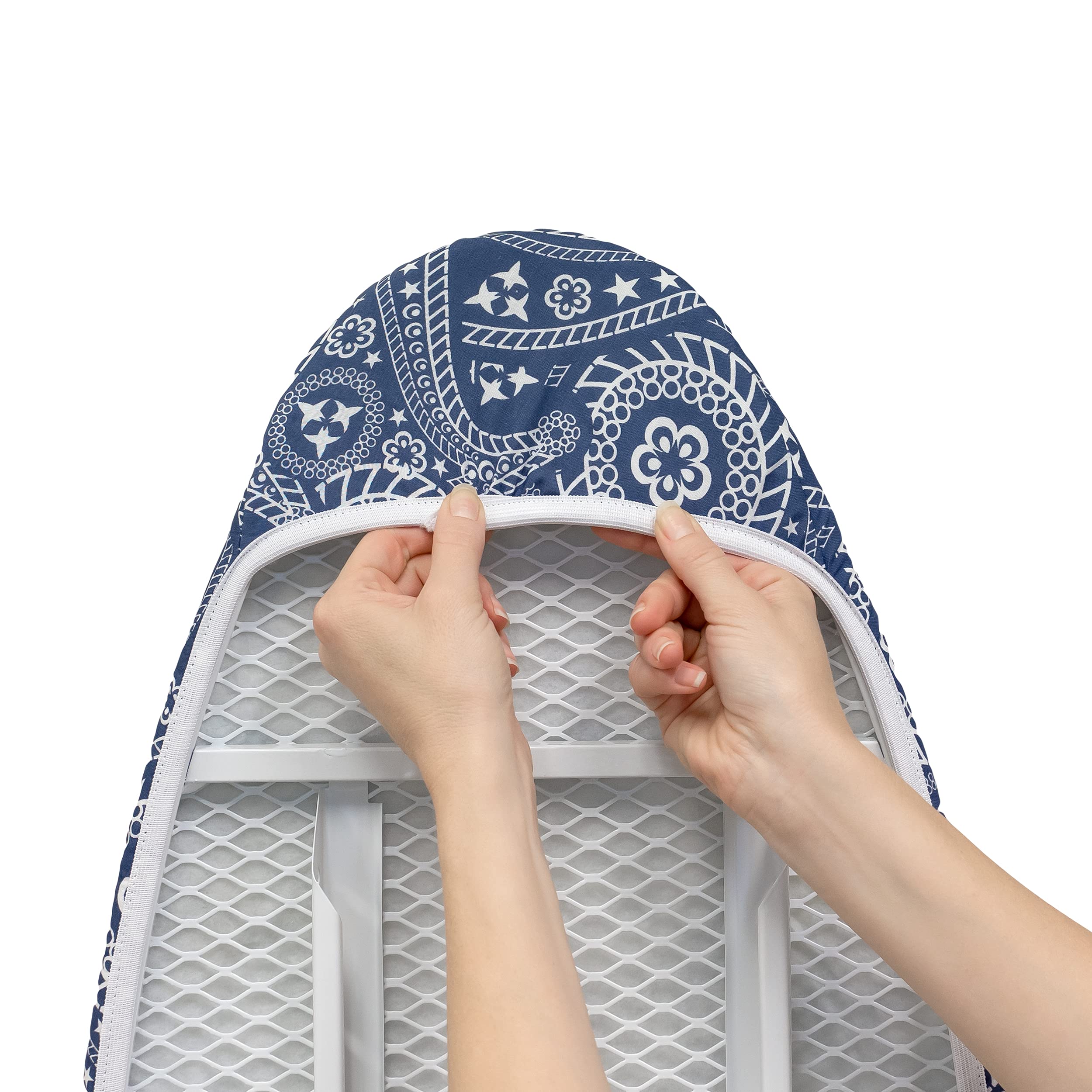 Westex Floral Paisley Heavy Duty Ironing Board Cover and Pad, Thick 3-Layer Stain Resistant Padding, Elasticized Skirt, Click-to-Close Fastener, 15 x 54 Inch (Board NOT Included, Cover ONLY)