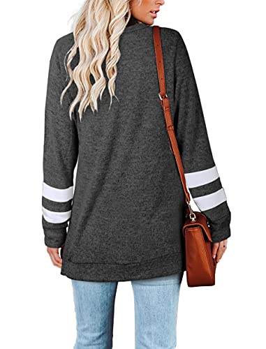 Aokosor Soft Sweatshirts for Women V Neck Long Sleeve Shirts for Women Trendy Fall Clothes Gray S