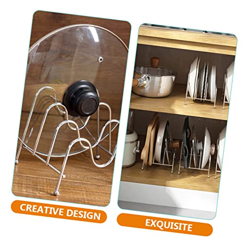 Alipis Accessory Lid Cutting Plates Holder Kitchen For Cookware Storage Steel Dish Pan Holding Drying Plate Organizer Drainer Board Saucepans Wok Pantry Rack Stainless Cup Rest Cupboard