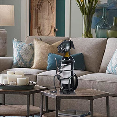 DOUBA Puppy Wine Rack with Golf Iron Animal Figurine Creative Wine Holder Practical Ornament Craft Gift Table Craft Decoration
