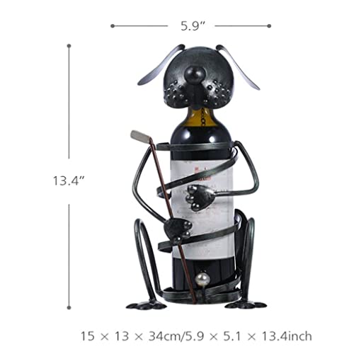DOUBA Puppy Wine Rack with Golf Iron Animal Figurine Creative Wine Holder Practical Ornament Craft Gift Table Craft Decoration