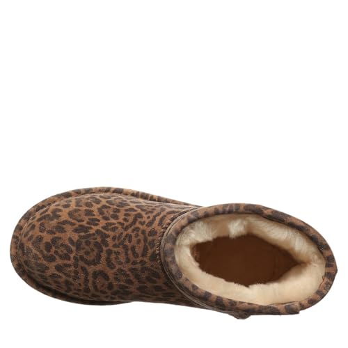 BEARPAW Women's Aleesa Exotic Leopard Size 10 | Women's Ankle Boot | Women's Slip On Boot | Comfortable Winter Boot