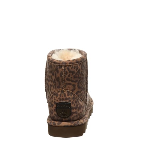 BEARPAW Women's Aleesa Exotic Leopard Size 10 | Women's Ankle Boot | Women's Slip On Boot | Comfortable Winter Boot