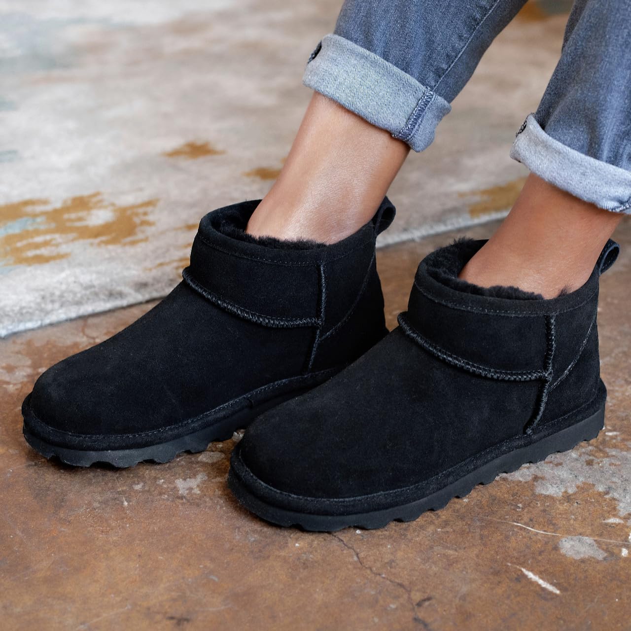 BEARPAW Women's Shorty Black Size 10 | Women's Ankle Boot | Women's Slip On Boot | Comfortable Winter Boot
