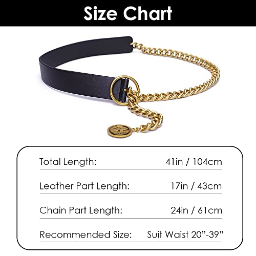 GELVTIC Leather Belts for Women Dresses Wide Waist Belts Women's Belt Self Tie Dress Belts (01-Black+Red)