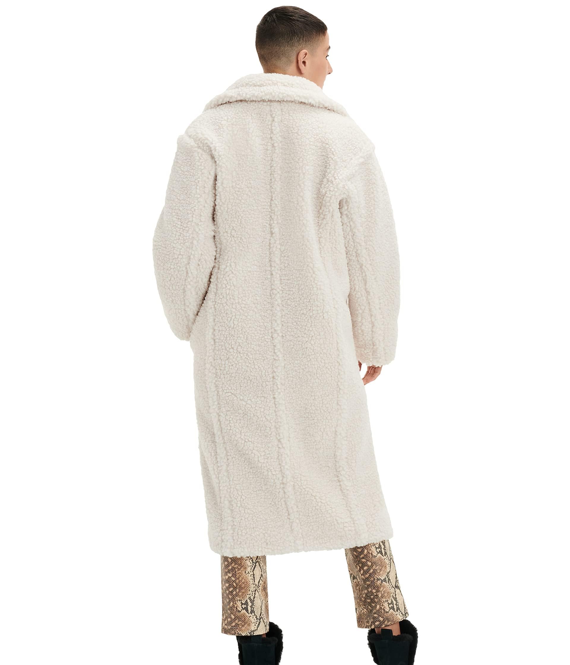 UGG Women's Gertrude Long Teddy Coat, Winter White, XL