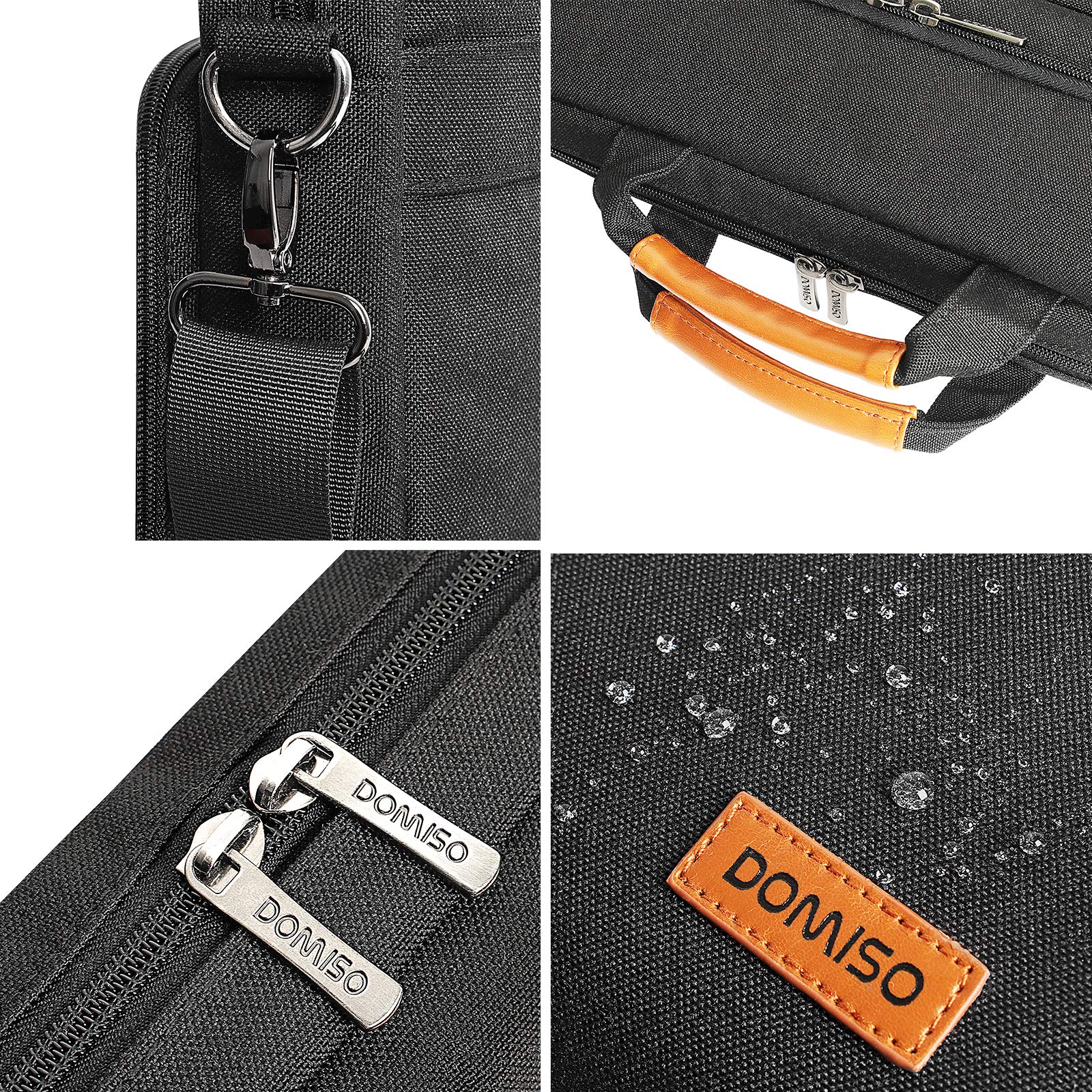 DOMISO 17 Inch Multi-Functional Laptop Sleeve Business Briefcase Waterproof Messenger Shoulder Bag Compatible with 17"-17.3" Notebooks/Dell/Acer/HP/MSI/ASUS, Black