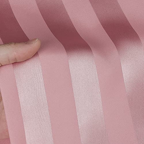 Lonxu Womens Silk Satin Pajamas Set Pink Striped L