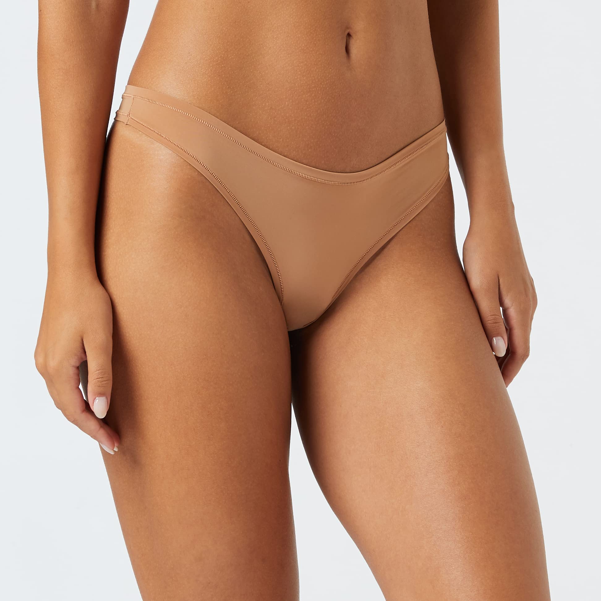Amazon Essentials Women's Thong Underwear (Available in Plus Size), Pack of 6, Black/Washed Bronze, X-Small